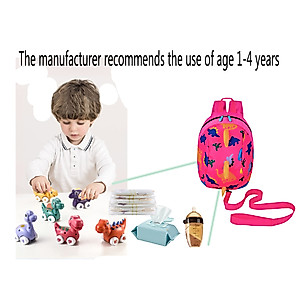AINIBAB Toddler Dinosaur Mini Backpack with Leash Children Kids Baby Harness Bookbag (Pink)