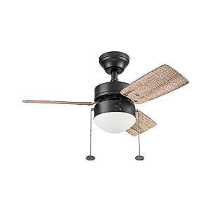 Prominence Home Rawling, 30 Inch Contemporary Indoor LED Ceiling Fan with Light, Pull Chain, Dual Mounting Options, Modern Dual Finish Blades, Reversible Motor - 51587-01 (Bronze)