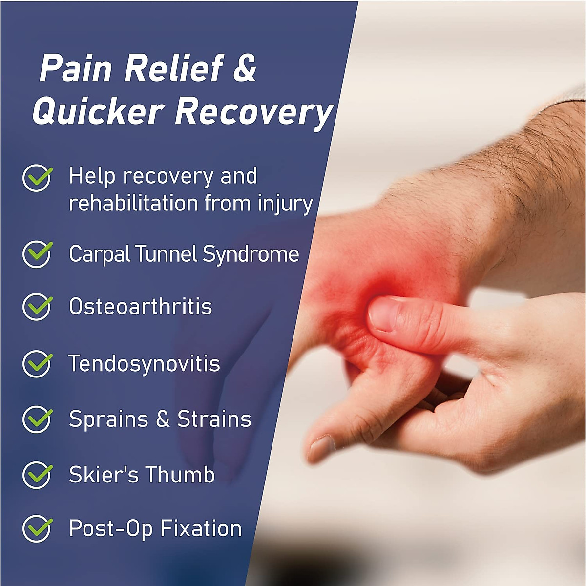 Comforband Quick-Strap Wrist & Thumb Spica Splint for De Quervain's Tenosynovitis, Long Stabilizer Brace for Tendonitis, Arthritis, Sprains & Wrist Thumb Forearm Fracture Support Cast (S/M, Right Hand)