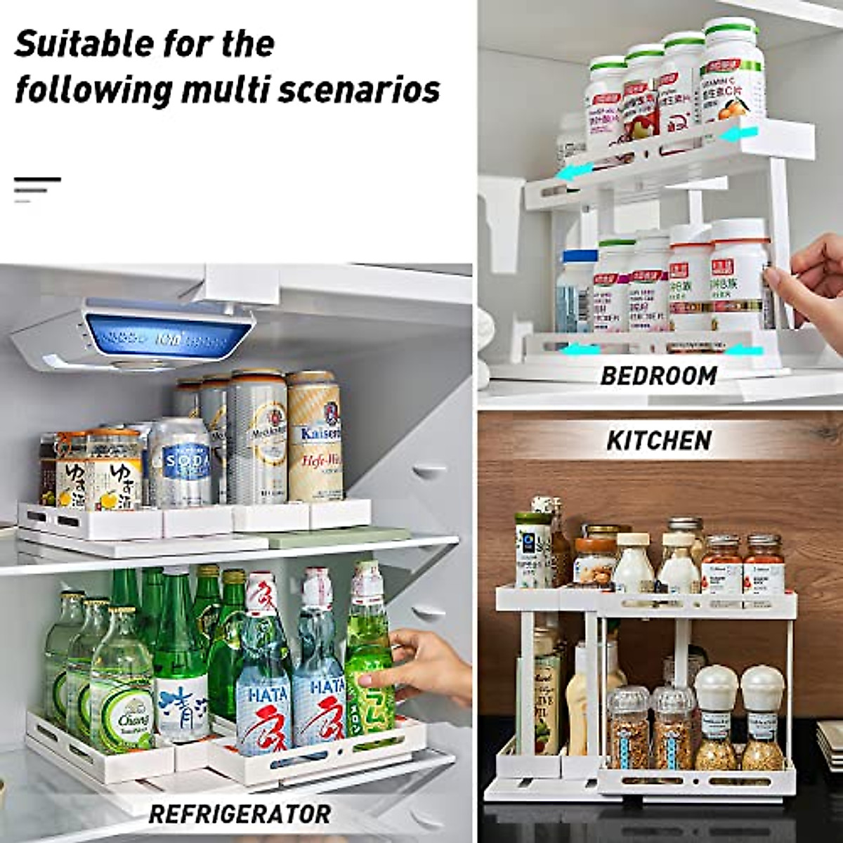 MDHAND Rotating Spice Rack Organizer, Multi-function Spice Rack Organizer For Cabinet, Kitchen Double Layer Rotating Spice Rack Organizer Cabinet/Pantry Wall/Countertop