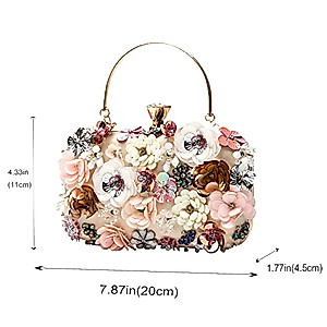 LETODE Flower Clutch Purse Evening Bag for Women Formal Party Handbag Chain Strap Shoulder Bag (Gold)