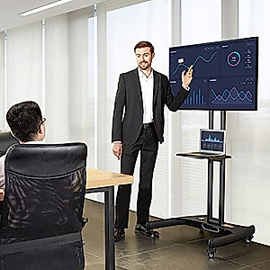 NB North Bayou Mobile TV Cart Rooling TV Stand with Wheels for 32 to 70 Inch LCD LED OLED Plasma Flat Panel Screens up to 100lbs AVA1500-60-1P (Black)