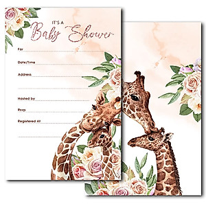 Grace Yonks Giraffe Baby Shower invitation, 20 Invitations and Envelopes, Baby shower Invitation Card.(005C)