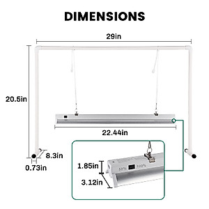 iPower 2 Feet LED Grow Light Stand Natural White Full Spectrum for Indoor Plant Starting Seeds and Propagating Cuttings, Height Adjustable