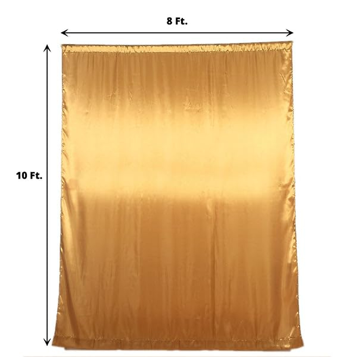 Efavormart 8ftx10ft Gold Satin Curtain Panel Backdrop Drapes, Photo Booth Backdrop with Rod Pocket