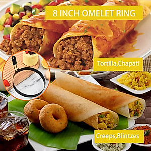 4 Packs Omelet Ring & Pancakes Ring & Egg Ring Set for Griddle,Non-stick Stainless Steel 8" Omelette Ring 6" Pancake Rings 4" Crumpet Ring,3" Egg Ring,Griddle Crepe Ring Egg Maker with Silicone Handle