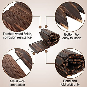 11.8in x 6.6ft Garden Fence, Wood Garden Border Edging, Anti-Corrosive Landscape Border, Wood Yard Fence, No Dig Planter Fencing for Flower Bed Lawns