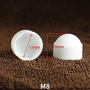 Idomin 10pcs Acorn Nuts M4 M5 M6 M8 M10 M12 White Plastic Decorative Cap Blind Nuts Caps Covers Hex Dome Acorn Nut (Size : M8)