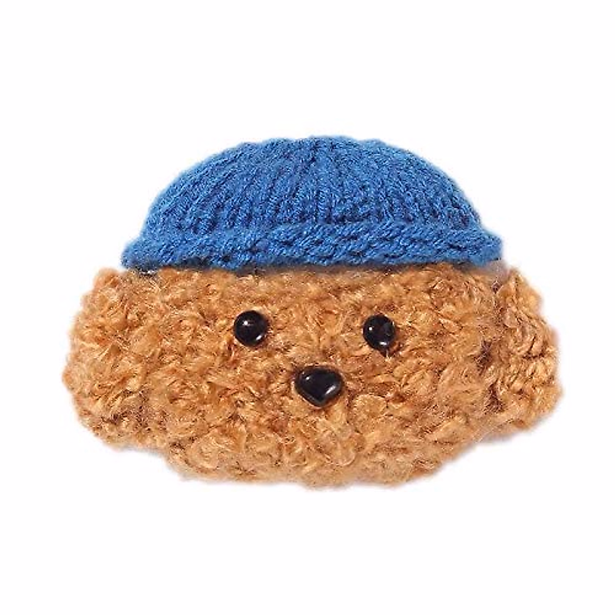 Cute Soft Handmade Knitted Fur Fluffy Brown Teddy Dog Doggie Animal Plush Case for Airpods Pro Cartoon Headphones Cover Brown with Blue Hat