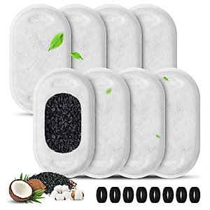 Upetcasl 8 Packs Cat Water Fountain Filter 4 Months Set of Pet Fountain Filter Replacement for Ultra Quiet Stainless Steel Pet Water Fountain (8 Filters&8 Sponges)