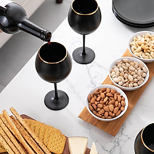 iTrusty Black and Gold Premium Wine Glasses Set of 4 Perfect for Red/White Wine, Champagne, and Special occasion
