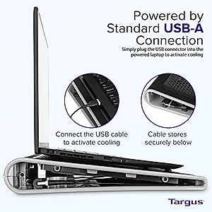 Targus 17 inch Dual Fan Lap Chill Mat - Soft Neoprene Laptop Cooling Pad, Heat Protection/Dispersion Laptop Cooler/Fan, USB-A Connection, Black