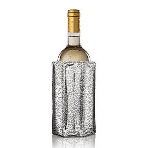 Vacu Vin Active Cooler Wine Chiller - Reusable, Flexible Wine Bottle Cooler - Silver - Wine Cooler Sleeve For Standard Size Bottles - Insulated Wine Bottle Chiller to Keep Wine Cold and Refreshing