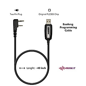 MIRKIT Baofeng Programming Cable for Two Way ham Portable radios: UV-5R, 5RA, 5R Plus, 5RE, UV-82, BF-F8HP, UV3R Plus, BF-888S, 5R EX, 5RX3, GA-2S, BF-F8+, H777 UV82HP