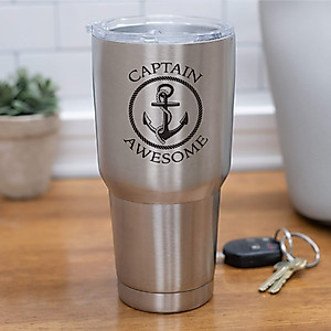 Elanze Designs Captain Awesome 30 Oz Stainless Steel Travel Mug with Lid
