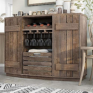 Furniture of America Layfield Wood Multi-Storage Buffet in Reclaimed Oak