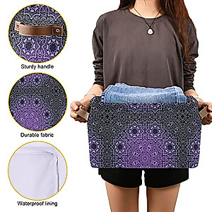 Kigai Collapsible Storage Basket with Handles, Mandala Pattern Canvas Fabric Storage Bins Toys Clothes Organizer for Bedroom, Nursery, Shelves, Closets (1PACK)