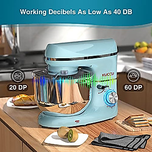 KUCCU Stand Mixer, 6.5 Qt 660W, 6-Speed Tilt-Head Food Dough Mixer, Kitchen Electric Mixer with Stainless Steel Bowl,Dough Hook,Whisk, Beater, Egg white separator (6.5-QT, Blue)