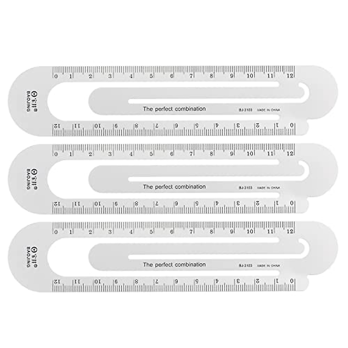 HARFINGTON 3pcs Straight Ruler 12cm Metric Aluminum Alloy Ruler Scale on Both Sides Hollow Paper Clip Design Bookmark Measuring Tool for Children Study Classroom Office, Silver Tone