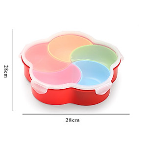 Emoyi Plastic Decorative Serving Trays Food Container with Lid and Removable Cup Appetizer Plates for Holiday Party and Kitchen