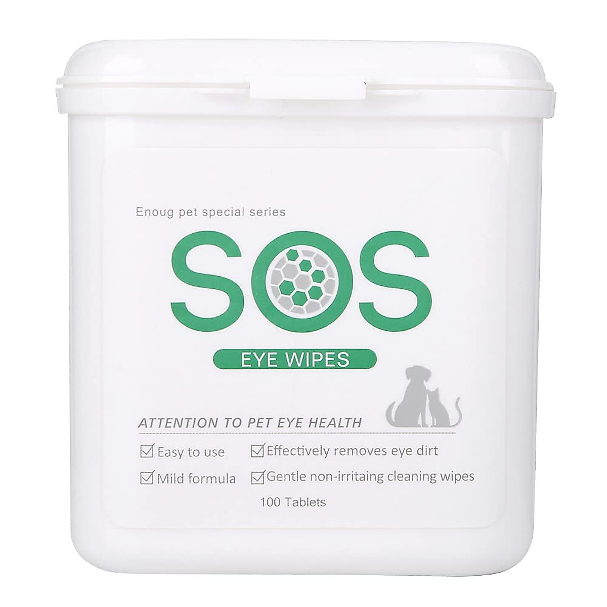 100Pcs Cat and Dog Eye Wash Wipes - 3.35 * 2.95in Pet Cleaning Grooming Deodorizing Wipes for Cat Dog Tear Stain Remover, Relief Allergies Symptoms, Runny, Dry Eyes