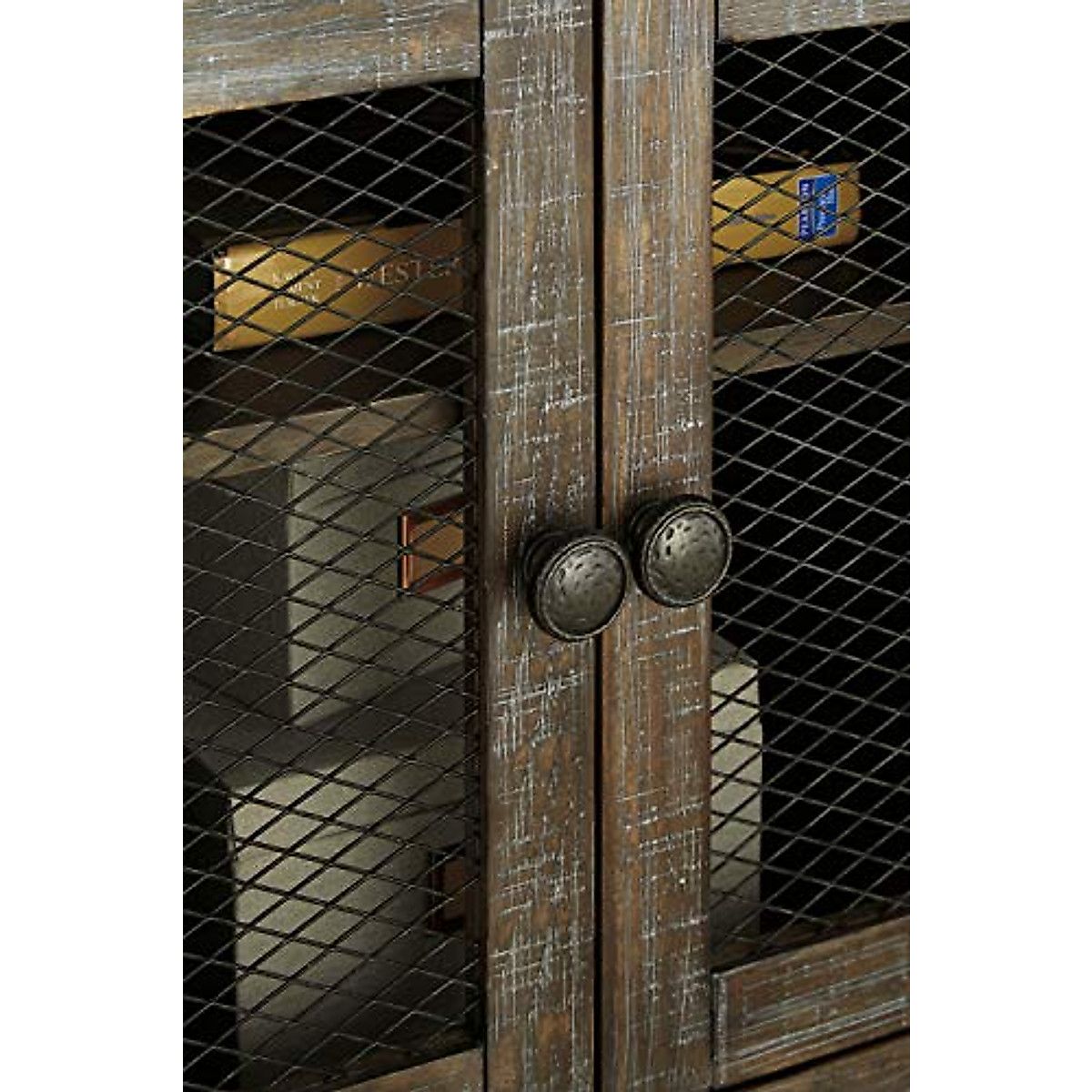 Signature Design by Ashley Danell Ridge Rustic Square End Table with Double Cabinet Doors and 1 Storage Shelf, Brown