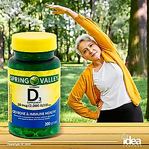 Spring Valley Vitamin D3 Supplement, 50 Mcg (2,000 Iu), 200 Ct Bundle With Exclusive "Vitamins & Minerals - A to Z" - Better Idea Guide (2 Items)