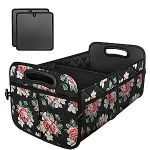 Deosk Trunk Organizer for Car, Collapsible Car Organziers and Storage with 6 Pockets, 50L Multi-Compartment Car Trunk Organzier, Car Accessories for Women/Men - Floral