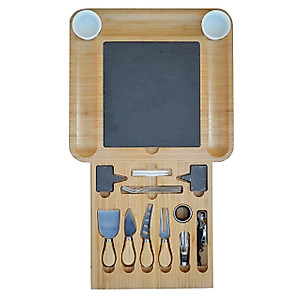 Cotswold Homeware Co Cheese Board Set - Wooden Serving Platter, Cheese Cutting Board & Cheese Knife Set, Charcuterie Accessories, Unique for Housewarming, Party Hosting Essentials