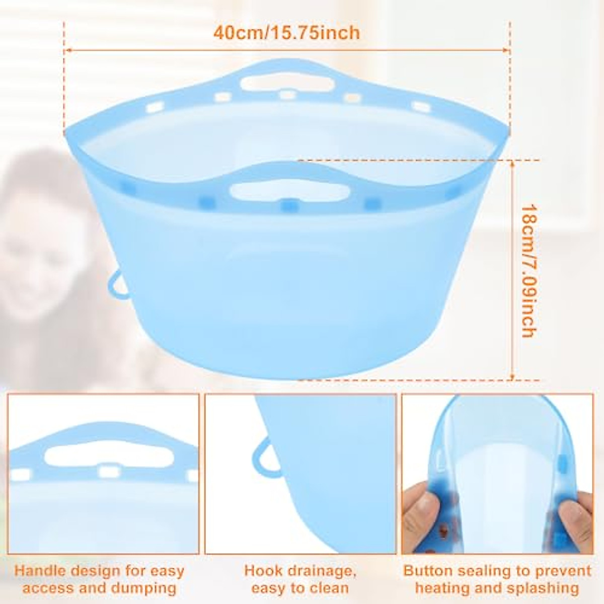 Ghojet Silicone Slow Cooker Liners Fits 6-10 QT Crock Pot Orange and Blue Silicone Crock Pot Liners Reusable Crock Pot Bags Liners for Round or Oval Pots Large Size Dishwasher Safe Leak-Proof Cooking