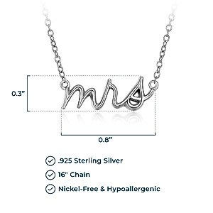 MORGAN & PAIGE Dainty Statement Necklace for Women, Sterling Silver Pendant with Cursive Letters, Everyday Jewelry, 16 inch with 2 inch Extender Chain