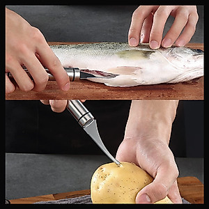 1 Set 2 Pcs Stainless Steel Shrimp Opener Fish Seafood Cleaner Tool Prawn Cleaning Tool Seafood Picks Tool Shrimp Prawn Peeler Crab Poop Oyster Wooden Peeling Machine Lobster