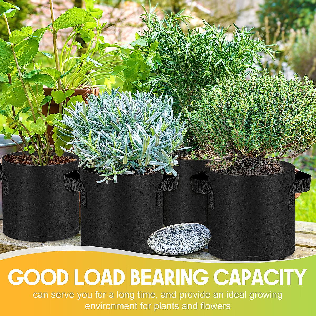 Nuanchu 60 Packs 2 Gallon Grow Bags Bulk Aeration Fabric Pot with Handles Thickened Nonwoven Garden Bags to Healthy Root Growth Vegetables Heavy Duty Grow Pots Planting Bag Planter for Flower Fruits