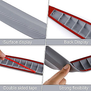 BJSIA 4PCS Rear Bumper Car Protector Strip, Anti-Collision Patch, Front and Back Corner Bumper Strip Anti-Scratch Trim Tape Carbon Fiber Textured, Universal for Cars, SUVs, Trucks 15.9" x 2.08" (Gray)