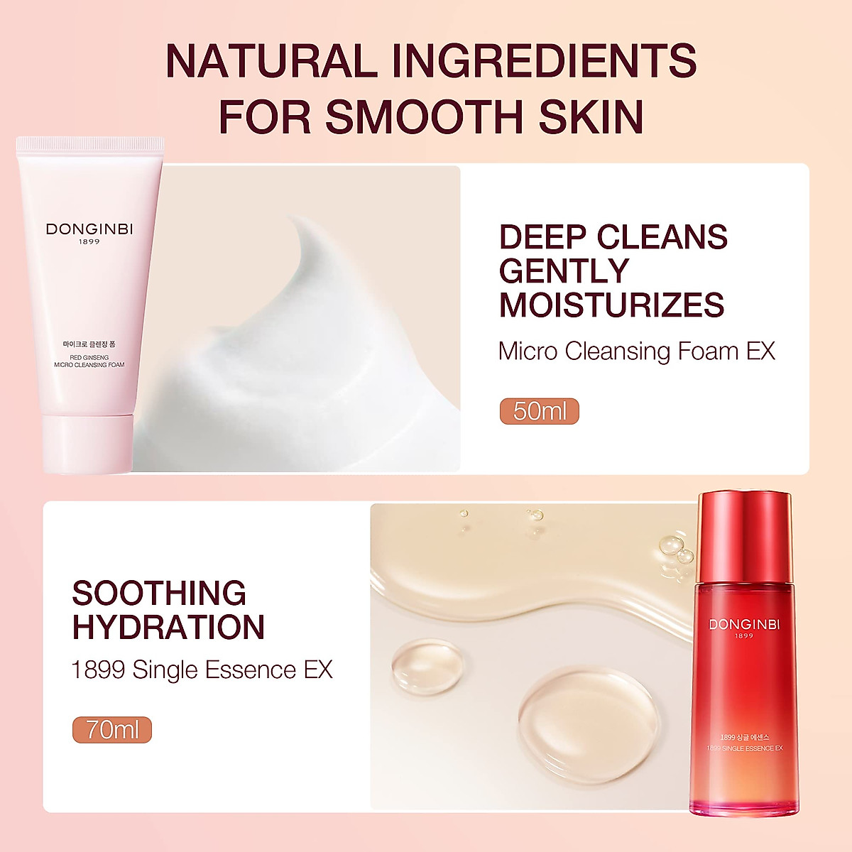 [Upgraded] DONGINBI Korean Red Ginseng Essential Care Set EX, Anti Aging Skin Care Routine Kit - Skin Moisturizing For All Skin Type