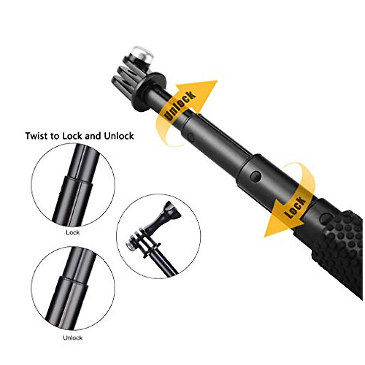 Vicdozia 19'' Extension Selfie Stick, Portable Hand Grip Waterproof Handheld Monopod Adjustable Pole Compatible with GoPro Hero(2018) Hero 10 9 8 7 6 5 4 3 AKASO SJCAM DJI OSMO and More Sports Cameras