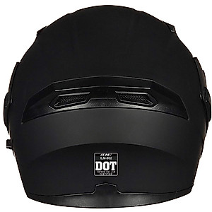ILM Motorcycle Dual Visor Flip up Modular Full Face Helmet DOT 6 Colors Model 902 (M, Matte Black)