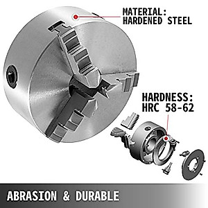 VEVOR K11-100 Lathe Chuck 4",Metal Lathe Chuck Self-centering 3 Jaw,Lathe Chuck With Two Sets Of Jaws, for Grinding Machines Milling Machines
