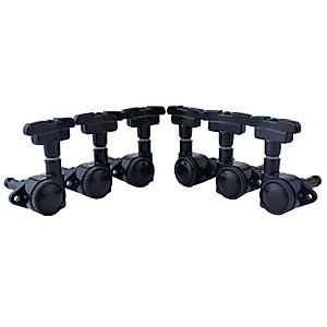 Guyker Guitar Locking Tuners (3L + 3R Handed) - 1:21 Lock String Art Deco Rotomatic Tuning Key Pegs Machine Head with Imperial Style Head Replacement for Electric, Folk or Acoustic Guitars - black