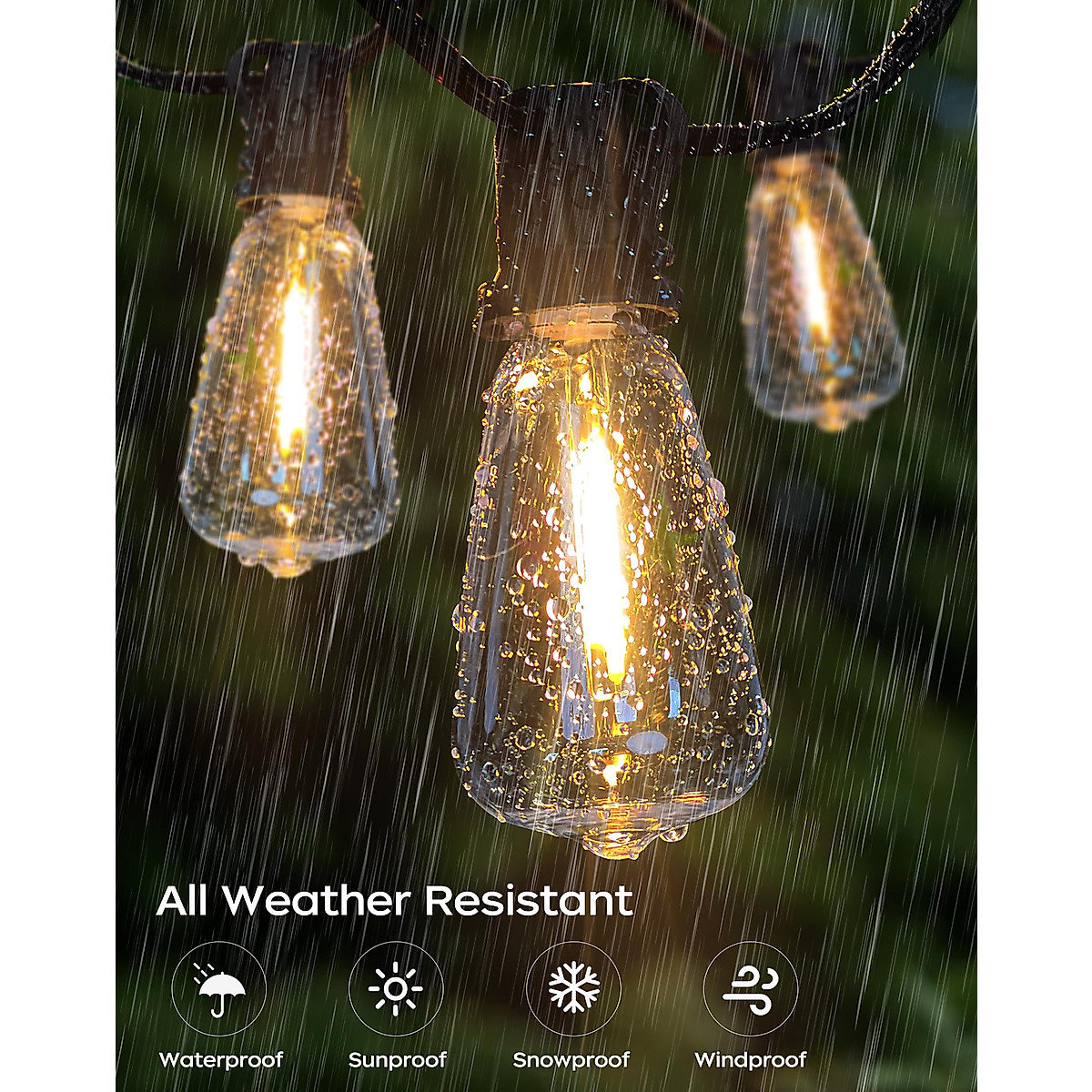 PARTPHONER 120FT Outdoor String Lights - Dimmable & Waterproof