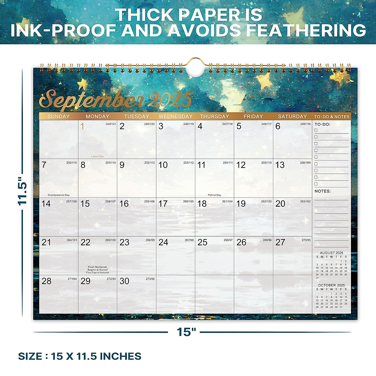 2023-2024 wall Calendar - Calendar 2023-2024 with Julian Date, July 2023 - December 2024, Twin-Wire-Bound, 14.8”x 11.57”, Thick Paper Perfect for Organizing & Planning, 6 Different Background Patterns