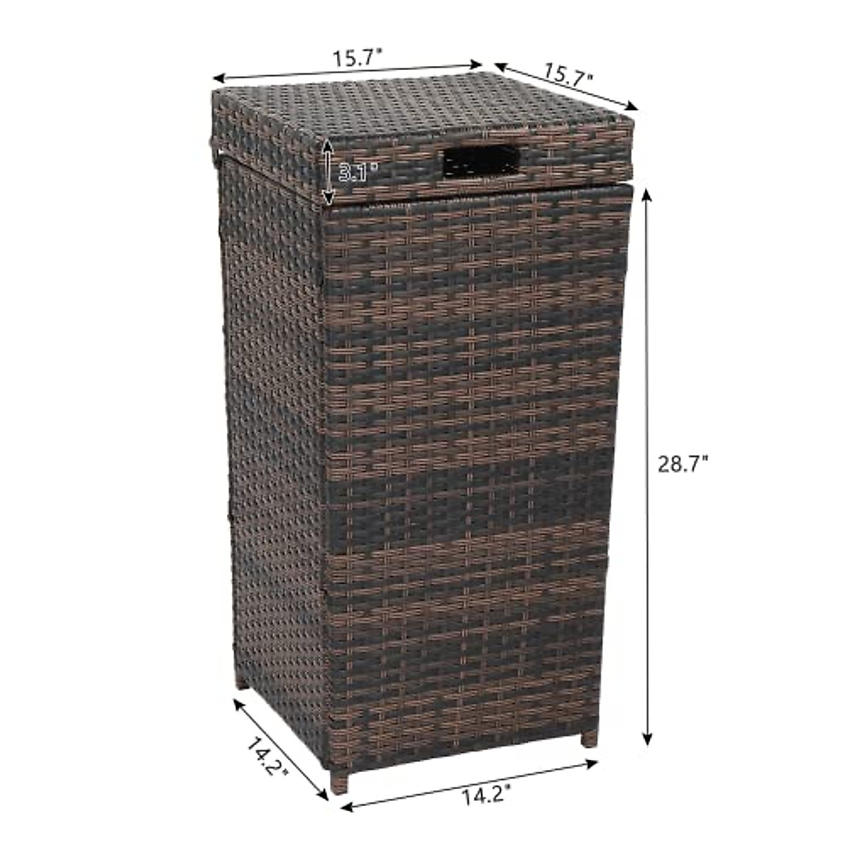 KECKS Brown Gradient with Top Cover Iron Frame Rattan Trash Can