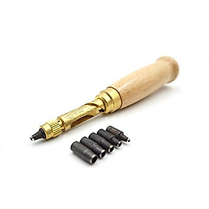 INNETOC Adjustable Japanese Screw Hole Punch, Leather Hole Punch Tool, Paper Hole Punch, Craft Puncher, 6 Tip Sizes Fabric Punch Set