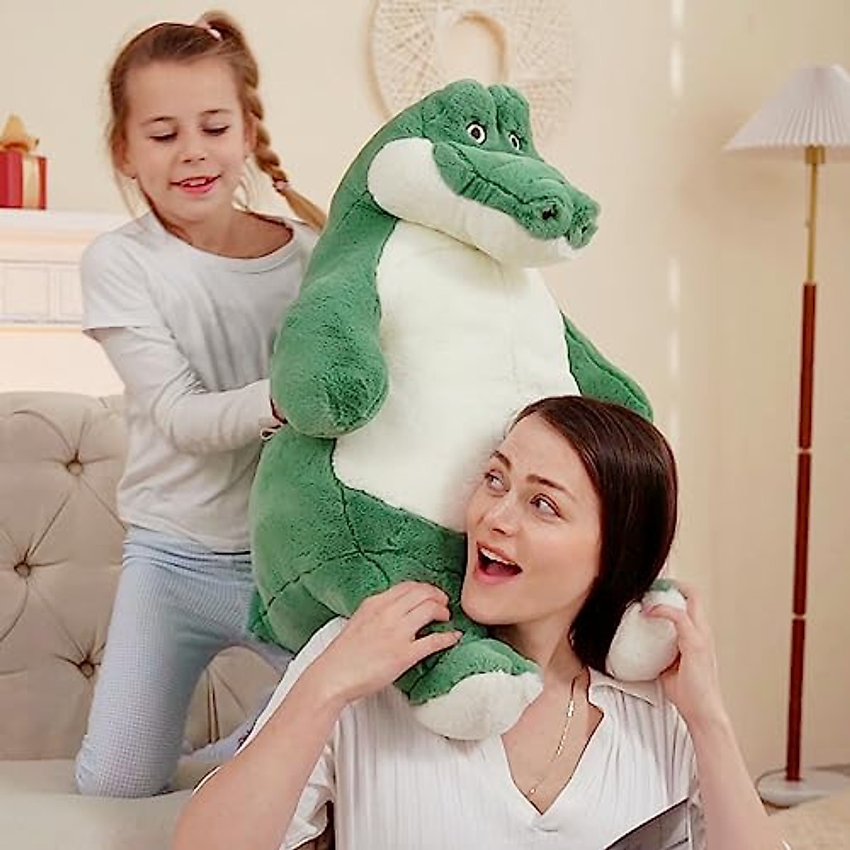 Muiteiur 6lbs 28 inch Weighted Alligator Stuffed Animals, Large Weighted Stuffed Crocodile Soft Plush Pillow, Green Alligator Stuffed Toy Gift for Kids Adults
