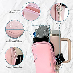 Water Bottle Pouch for Stanley, Water Bottle Accessories, Stanley Fanny Pack, Stanley Tumbler Accessories, Stanley Cup Pouch, Gym Accessories for Women, Stanley 40oz Accessories - Pink Dusk