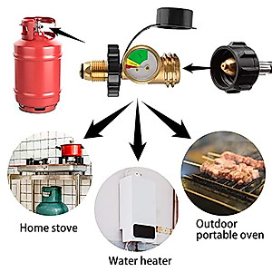 NiuBuNiu POL 100 lb Propane Tank Adapter Fittings, 1lb to 20lb Propane Tank Hose Adapter Old to New Connection Type, Comes with a Gauge Level Indicator.(Contains Sealing Tape)