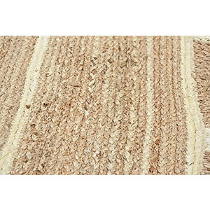Weaving Village Scalloped Natural Jute Area Rug, Natural Base Off White Trim, 2x3