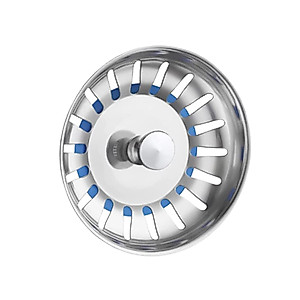 Sink Strainer Plug Kitchen Waste Stopper, 304 Stainless Steel Sink Plug Basket for Kitchen Bathroom Home Office Hotel, Diameter 80mm-2PCS