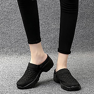 Womens Slip-on Walking Shoes,Orthopedic Diabetic Knit Mesh Breathable Casual Shoes with Arch Support Summer Outdoor Non-Slip Platform Sneakers Sandals Black