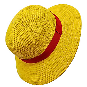 Straw Hat Halloween Madelin Hat Cos Performance Props Costume Party Yellow Strawhats with String Beach Hats Pirate Anime Fans Cap Men Women Youth Decorations